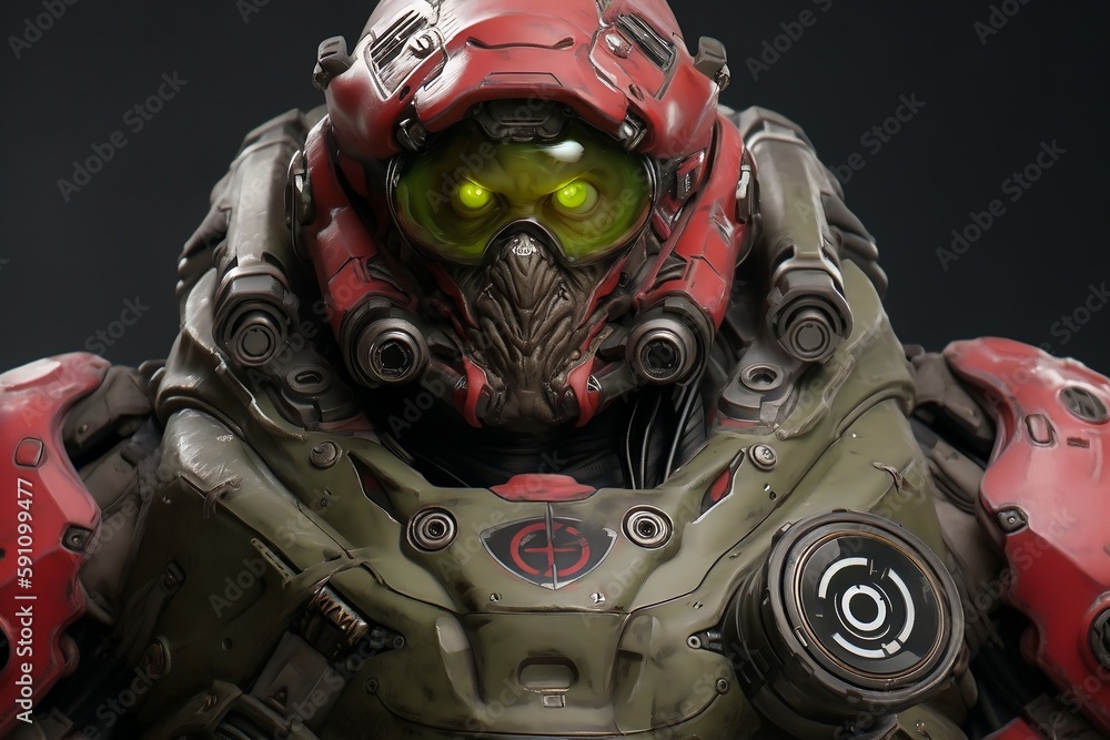 best cyberpunk red robot with armor, hyper-realistic portraiture, large ...