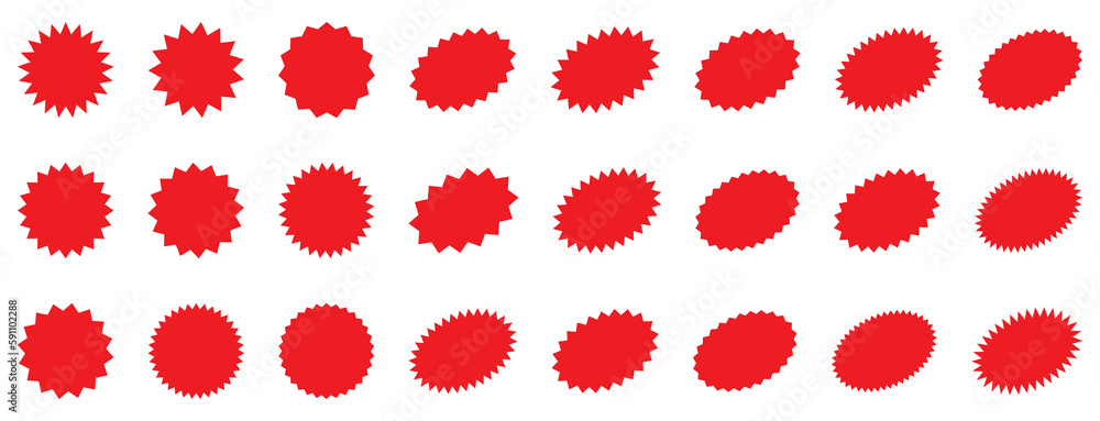Starburst red sticker set - collection of special offer sale round and ...