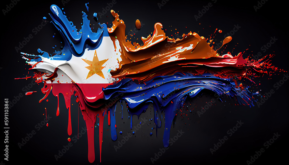 Liquid Paint Colors of Philippines Country Flag Dripping and Explosion ...