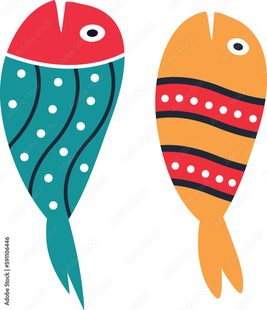 Vector drawing of a fish in a cartoon style. Vector illustration ...