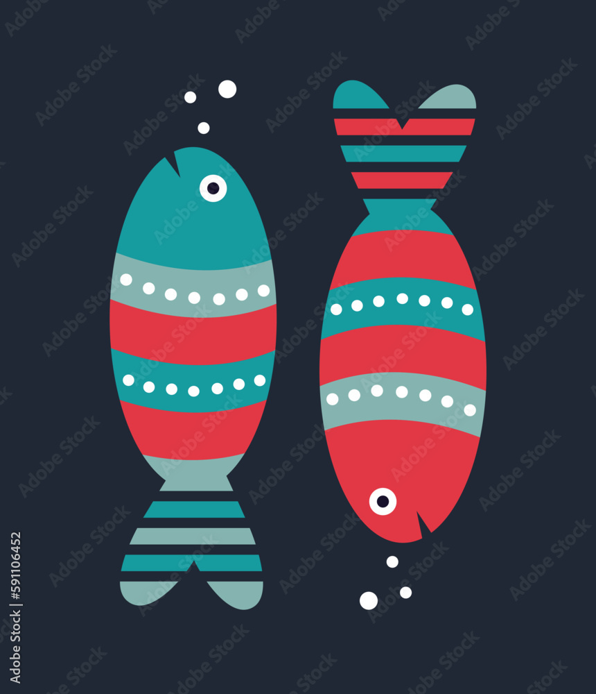 Vector drawing of a fish in a cartoon style. Vector illustration ...