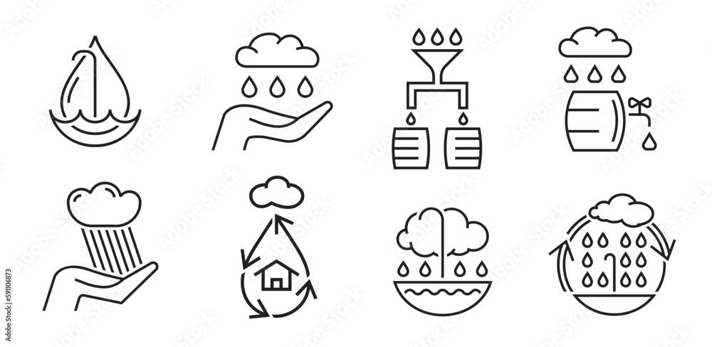 Rainwater harvesting system sign. Editable vector illustration Stock ... Rainwater harvesting system sign. Editable vector illustration Stock ...