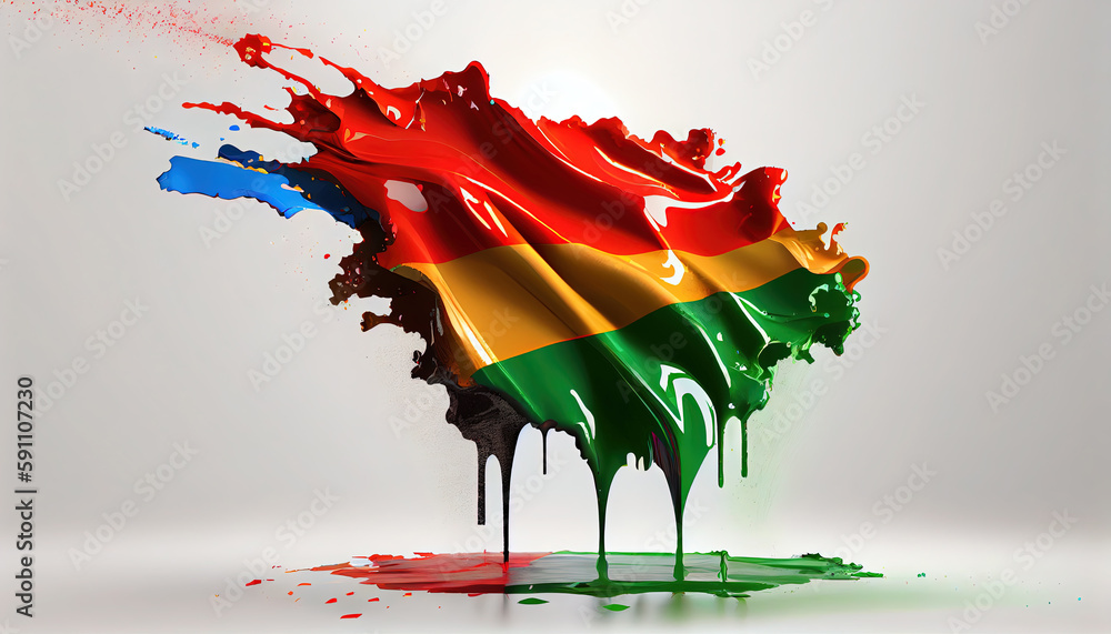 Liquid Paint Colors of Eritrea Country Flag Dripping and Explosion on ...
