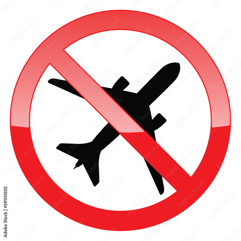 No fly zone sign. Vector illustration of red crossed out round sign ...