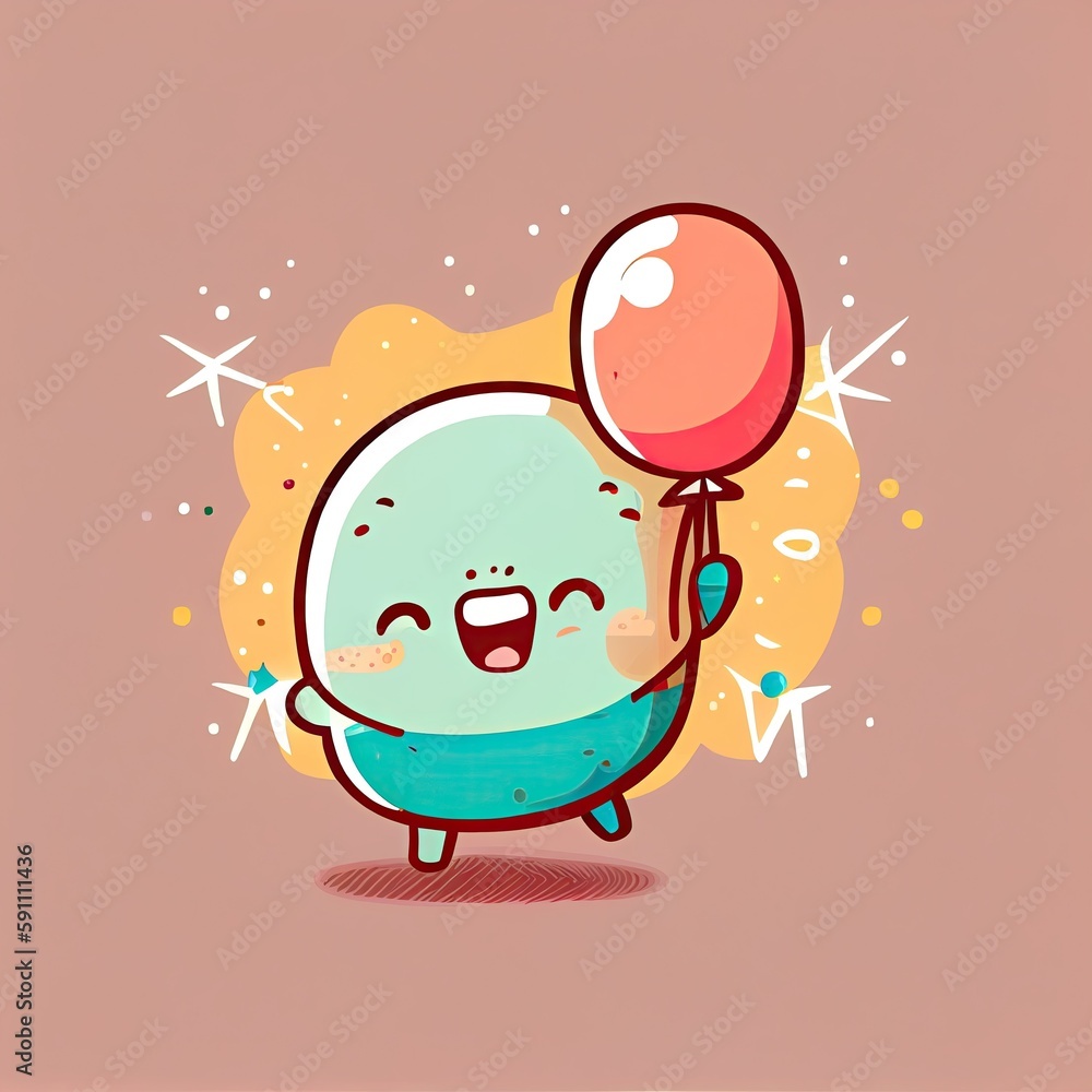cute balloon cartoon character clapping firecrackers, cartoon style ...