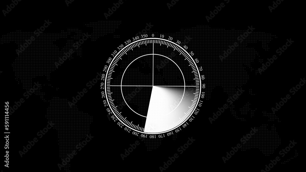 White radar screen scanning information digital technology used of ...