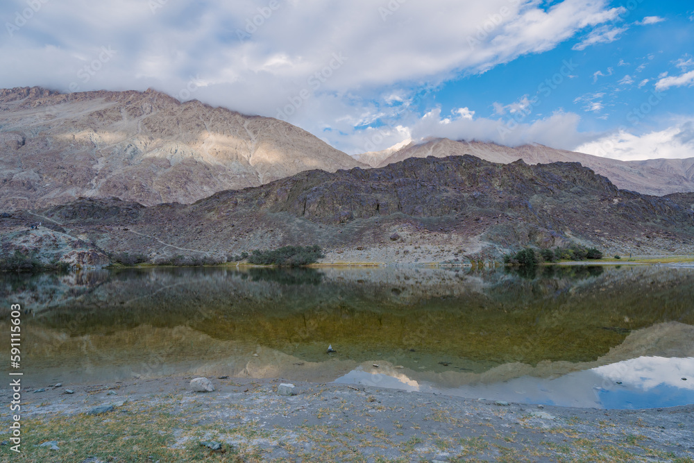 Hidden Buddhist Sacred Tso Yarab Lake. Himalaya mountains range. India ...