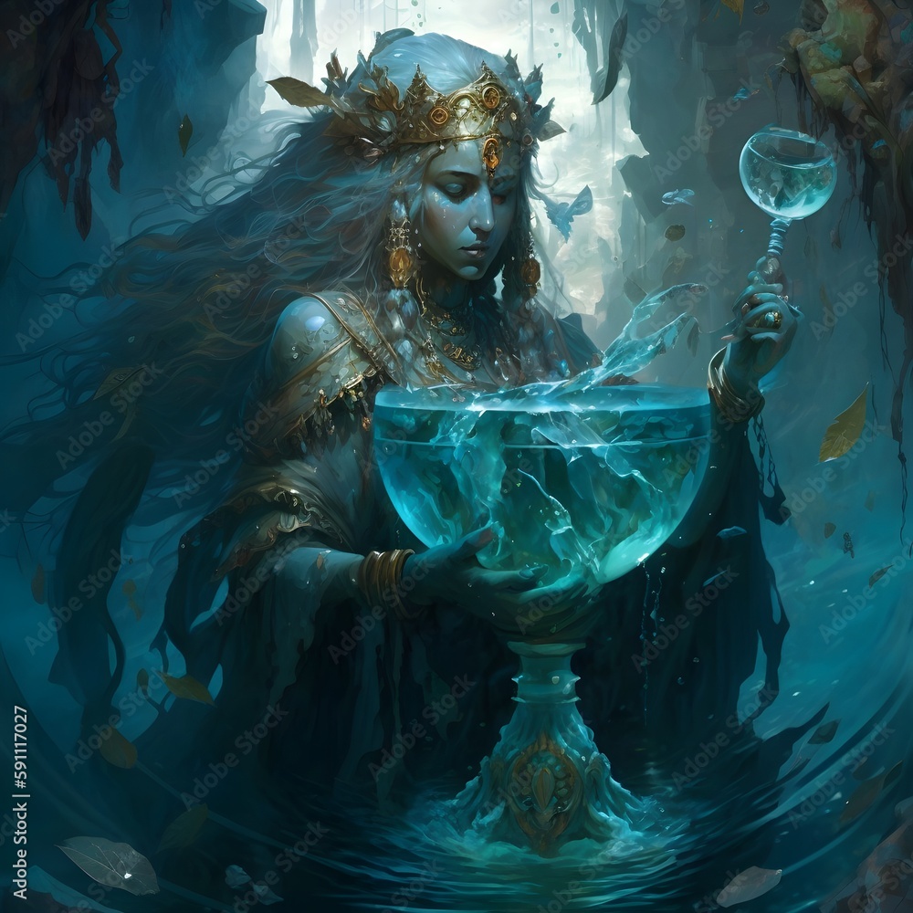 ace of water myth fantasy style tarot art epic gods and goddesses ...