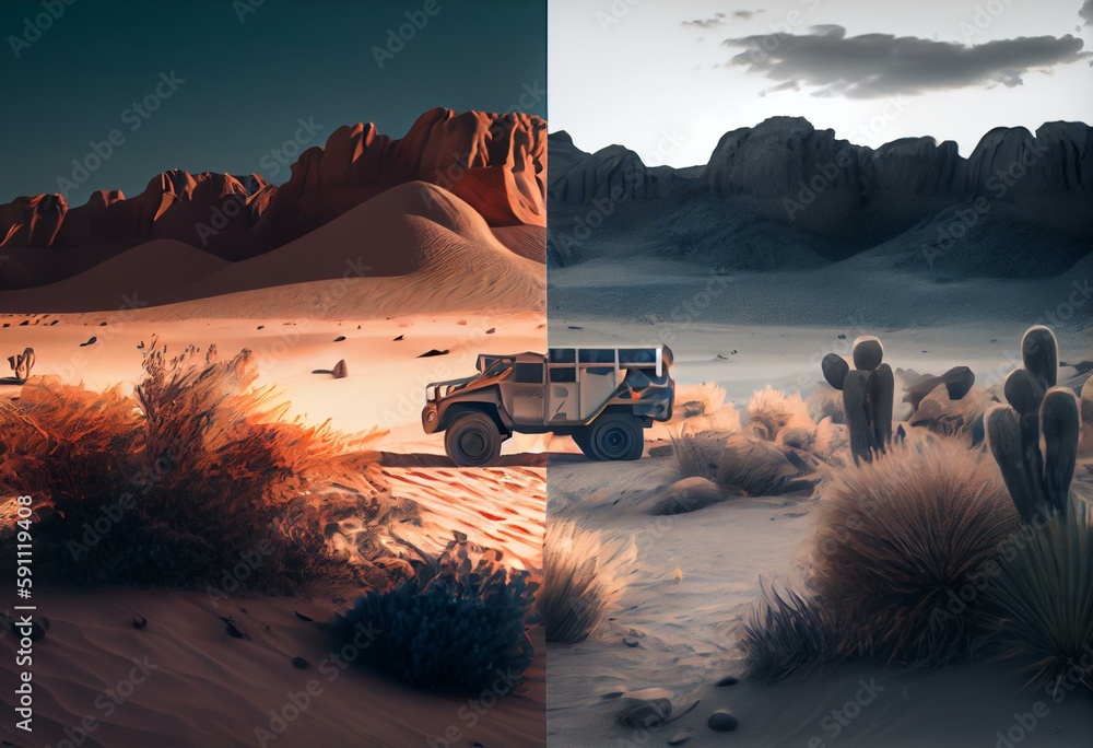 create a vast desert scene hyper realistic high octane hyper realistic ...