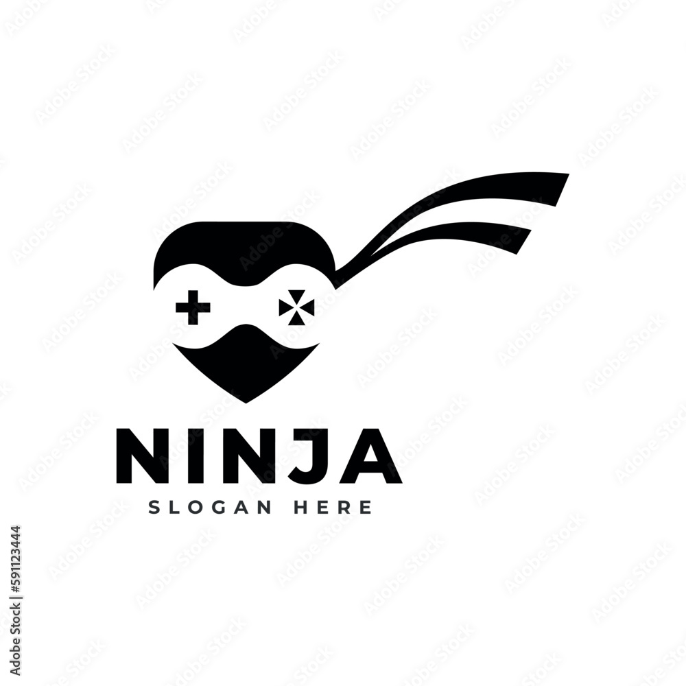 Ninja Gaming Logo Design Vector illustration . Ninja mascot logo gamer ...
