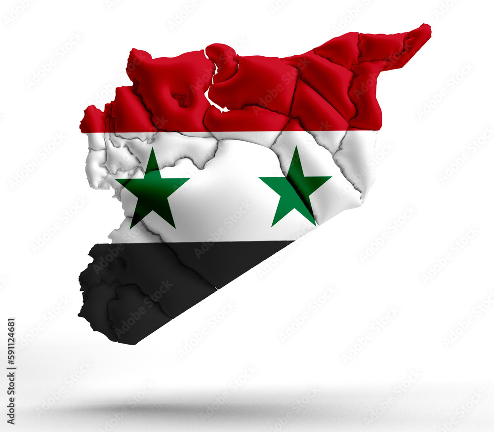 syria map star green red white black color symbol geography background ...