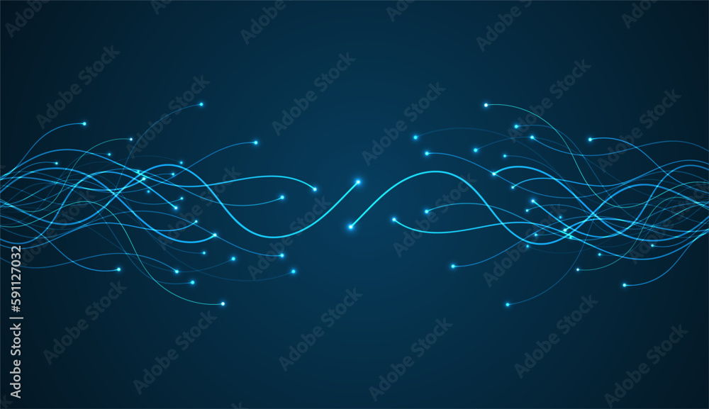 Ai technology. Concept of artificial intelligence. Blue and dots lines ...