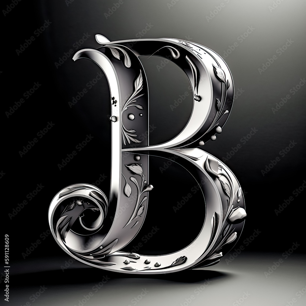 Letter B The letter B is depicted in a curvy and elegant manner ...