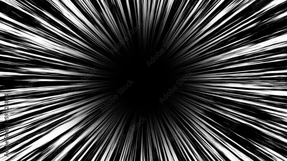Black and white anime speed lines overlay. Radial centered lines of ...