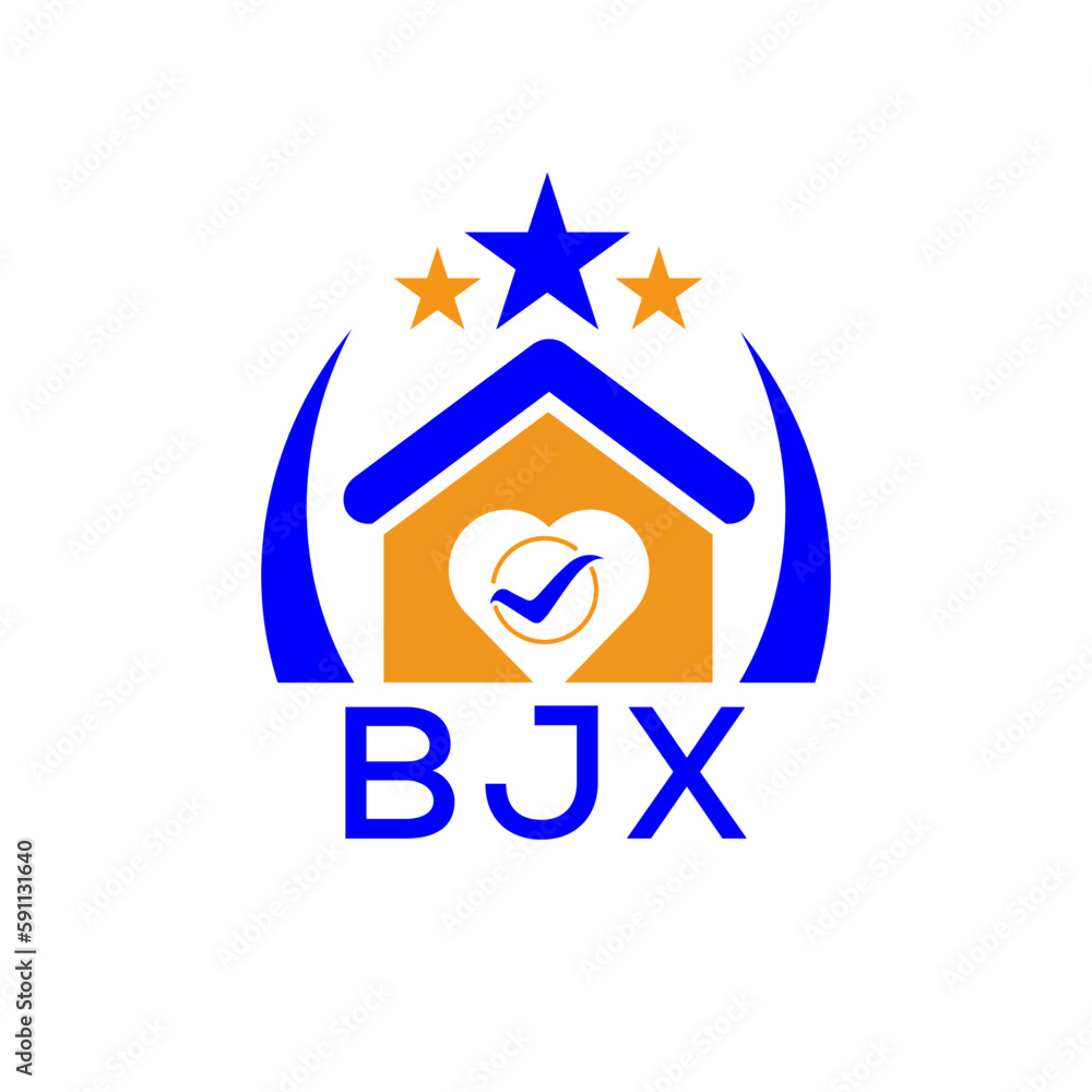 BJX House logo. KJG Letter logo and icon. Blue vector image on white background. KJG house ...