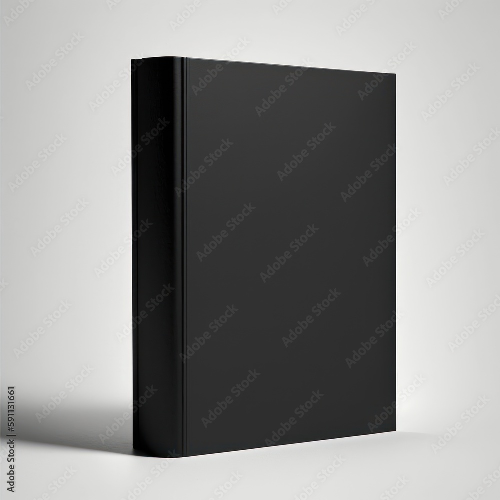 Black blank book cover on white clean background, mockup Stock ...