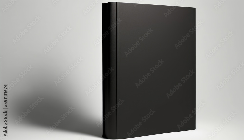 Black blank book cover on white clean background, mockup Stock ...