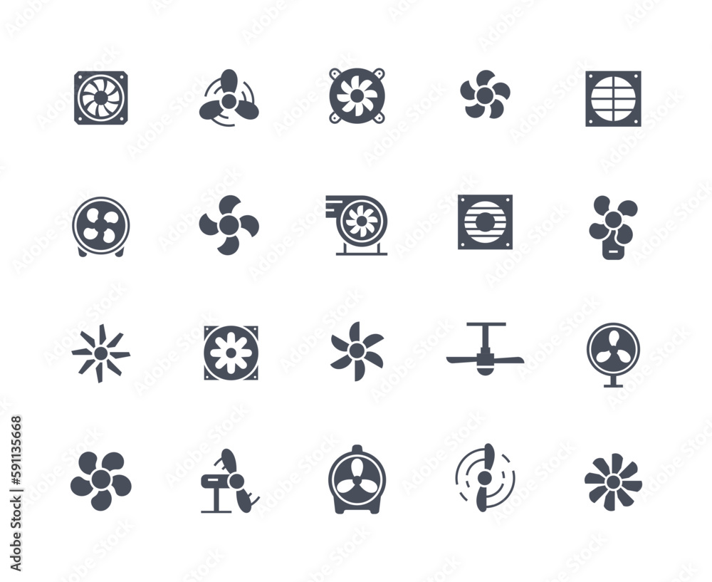 Fan icons black set Stock Vector | Adobe Stock