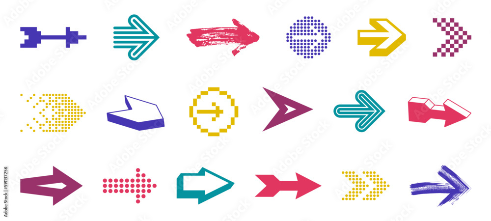 Diverse Arrow Cursors Vector Set Different Shapes Styles And Concepts Arrows Single Color