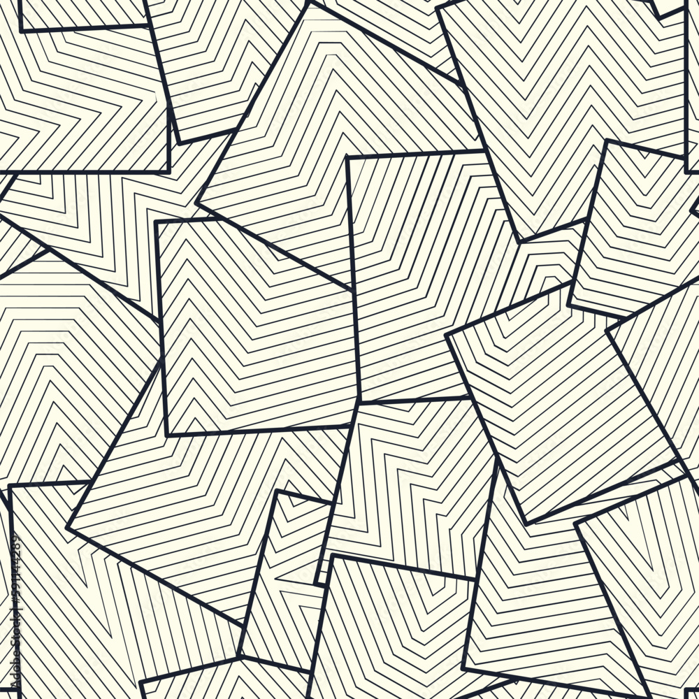 Asymmetric squares tiles filled with lines grid. Repetitive vector ...