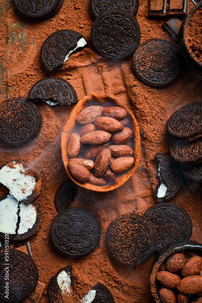 KYIV, UKRAINE - MARCH 9, 2023: Many OREO sandwich cream biscuits with ...