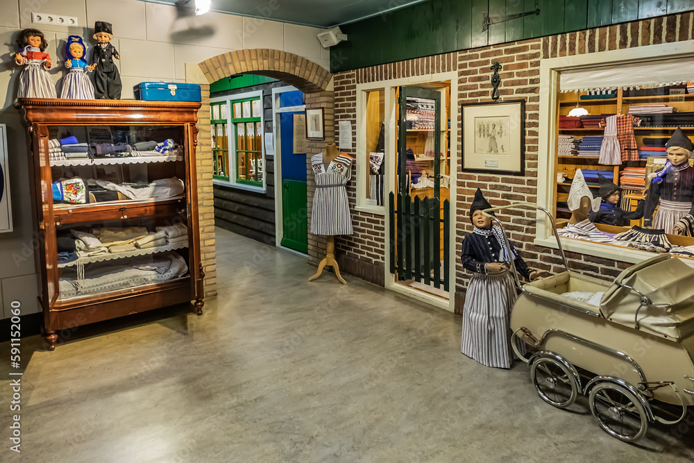 Foto Stock Interior of Volendams museum with the history of Volendam as ...