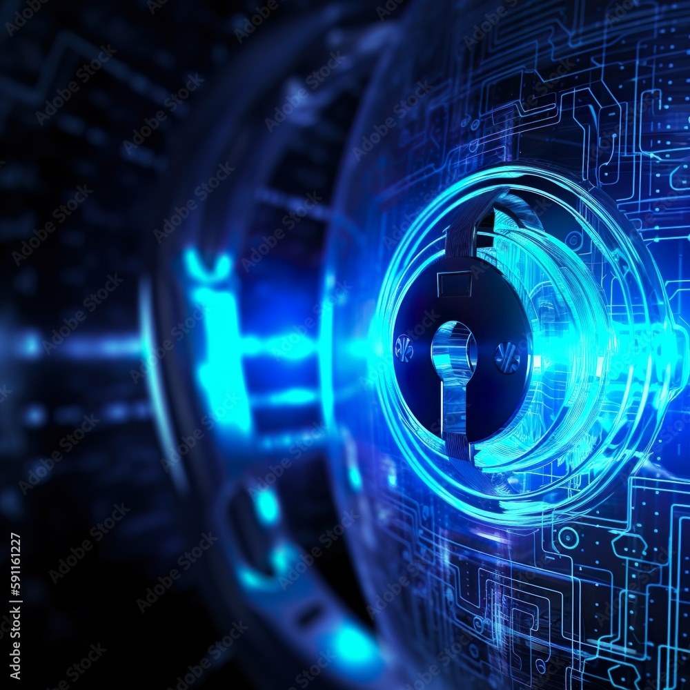 4k Cybersecurity image, futuristic, blue lighting, high resolution ...