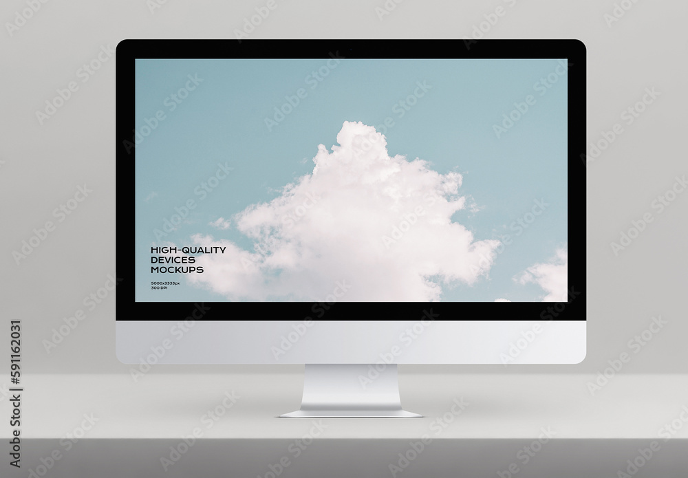 PC Computer Desktop Monitor Screen Device Mockup Template Stock ...