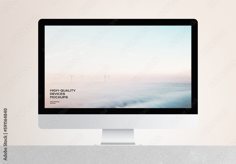 PC Computer Desktop Monitor Screen Device Mockup Template Stock Template | Adobe Stock