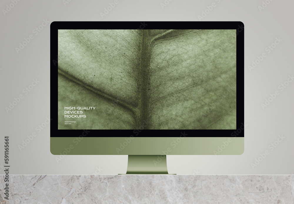 PC Computer Desktop Monitor Screen Device Mockup Template Stock ...