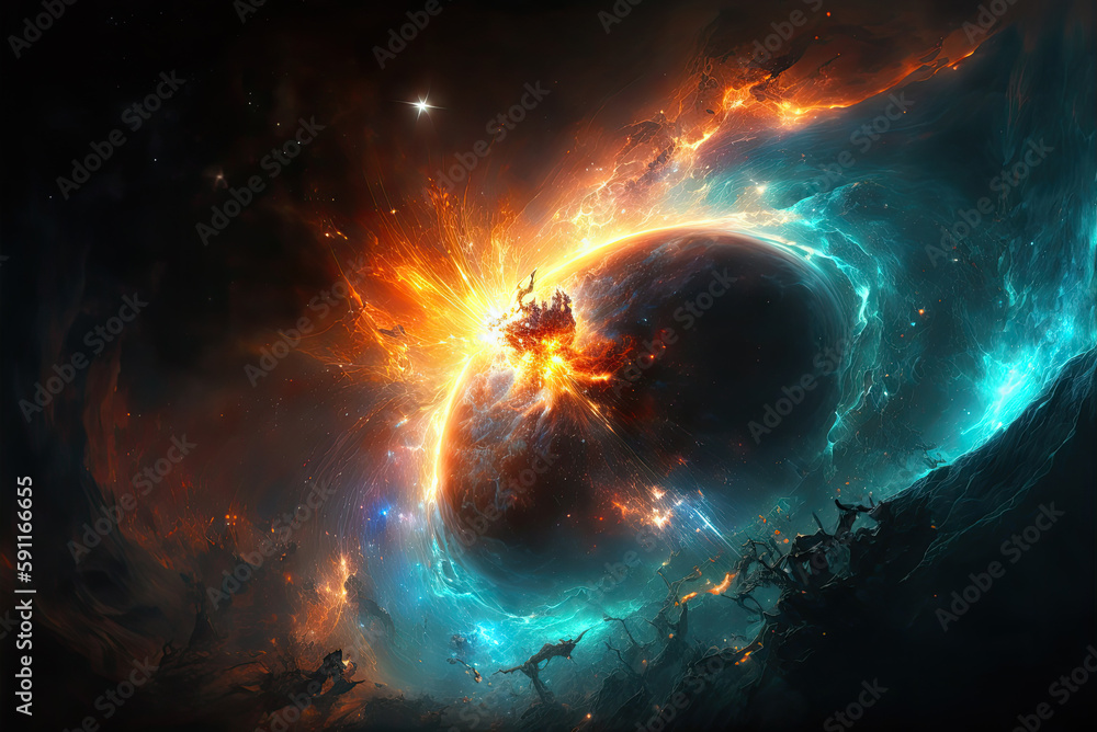 Majestic release of energy of cosmic star collapse in deep space ...