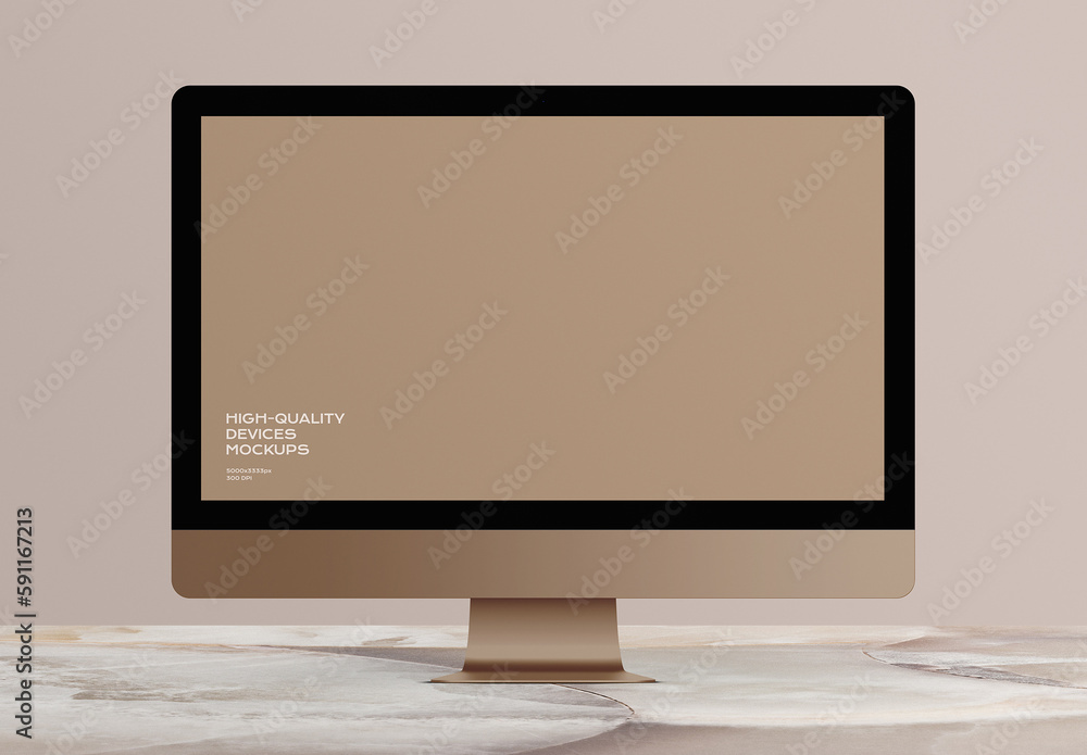 PC Computer Desktop Monitor Screen Device Mockup Template Stock ...