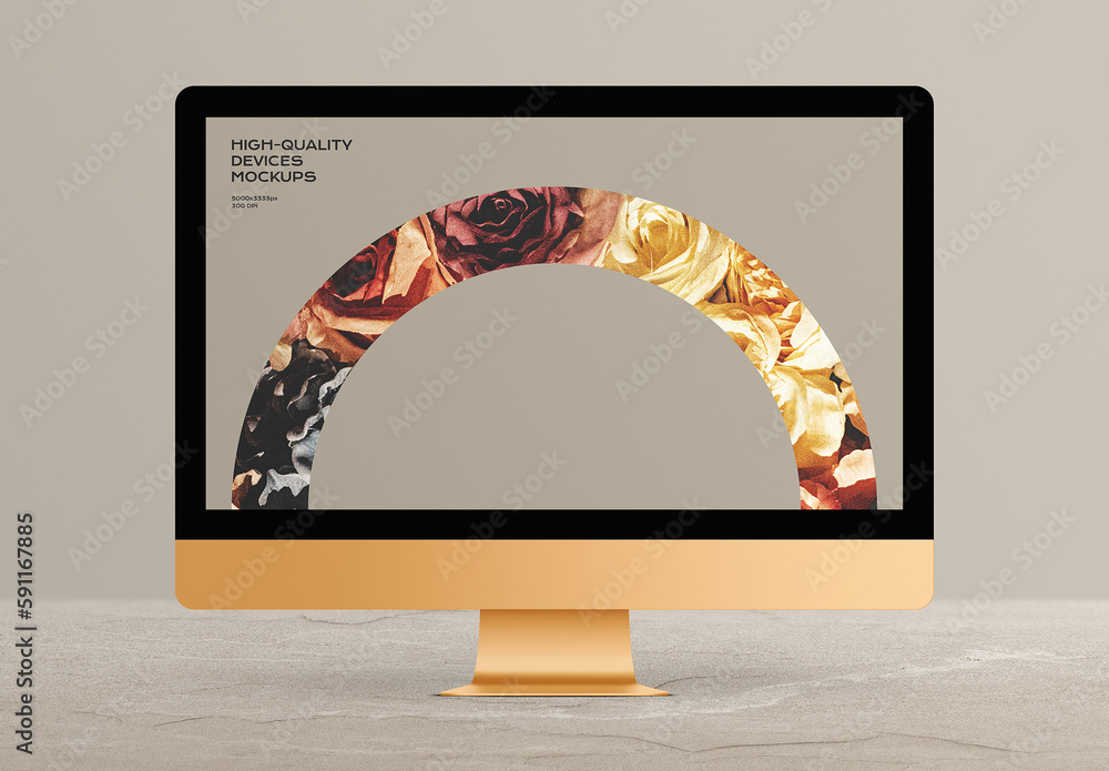 PC Computer Desktop Monitor Screen Device Mockup Template Stock ...