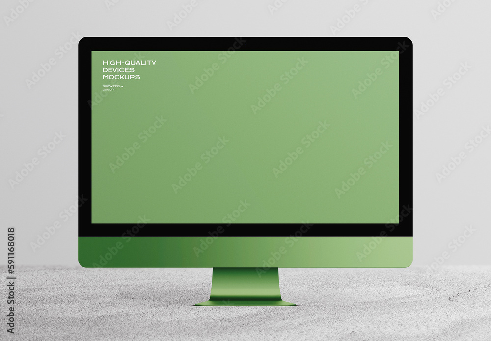 PC Computer Desktop Monitor Screen Device Mockup Template Stock ...