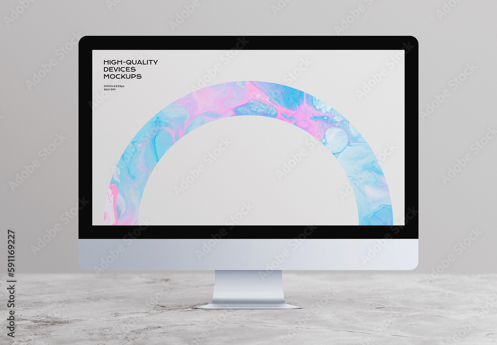 PC Computer Desktop Monitor Screen Device Mockup Template Stock ...