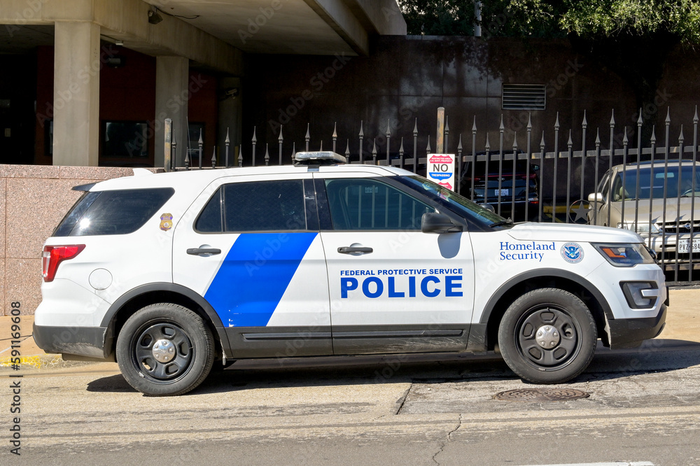 Austin, Texas, USA - February 2023: Federal police patrol car operated ...