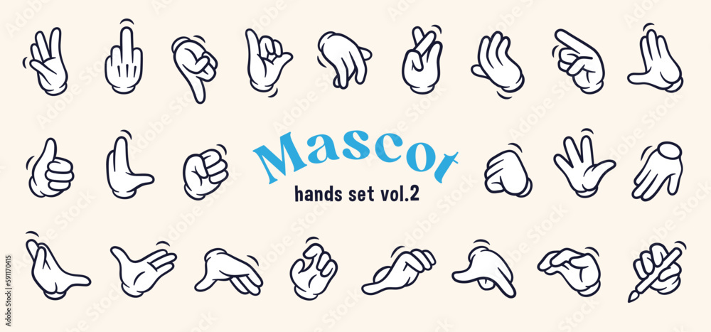 Mascot hand collection volume two. Vector set of twenty two different ...