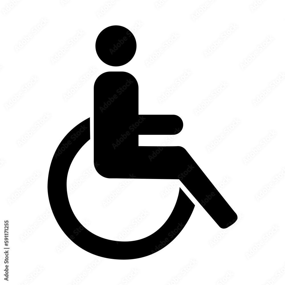 WHEELCHAIR PICTOGRAM, DISABILITY BLACK ICON, REDUCED MOBILITY Stock ...