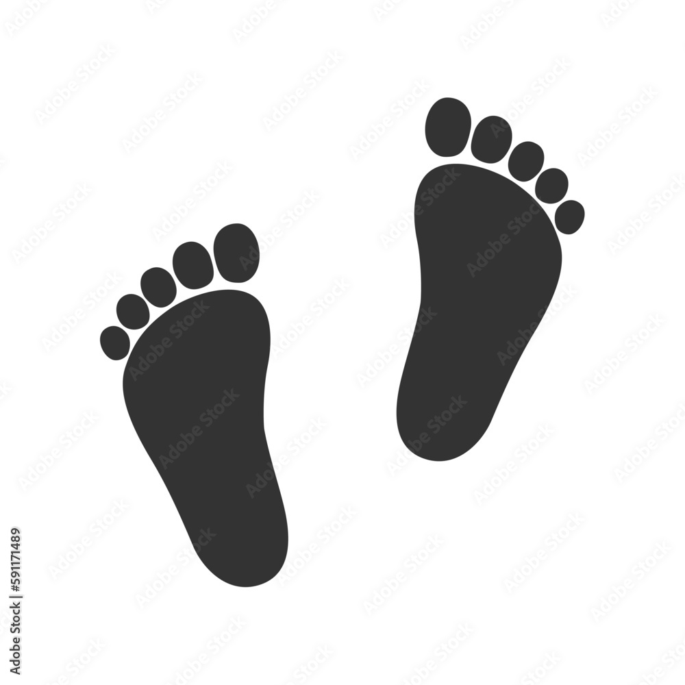 Kid footprints graphic icon. Child bare feet sign isolated on white ...