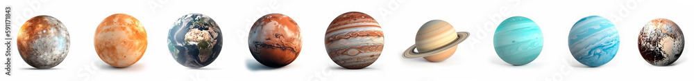 Solar system planets on white background isolaed, created with ...