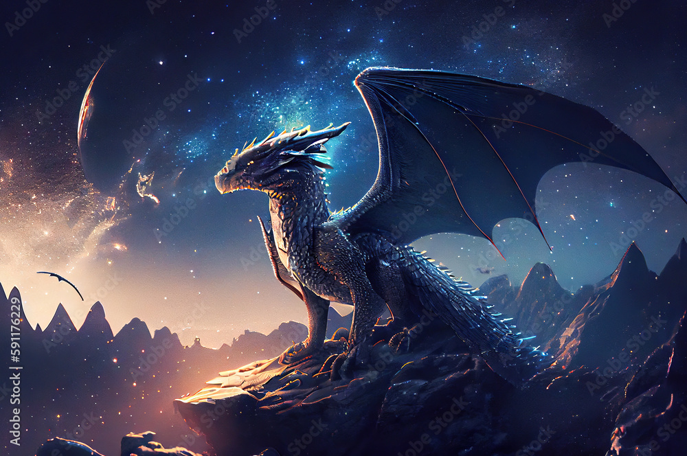 dragon in the night,dragon in the night sky,dragon in the sky Stock ...