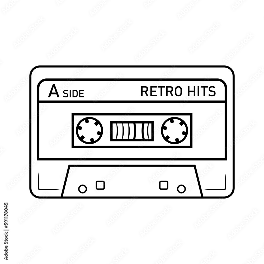 Audio cassette. Hand drawn sketch icon of retro song tapes. Y2k and 90s ...