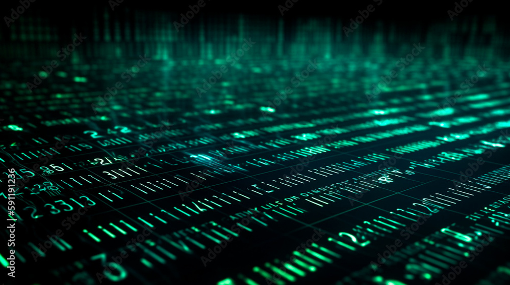 Data From A Digital Stream Or Binary Code On A Matrix Background With Vector Digits From