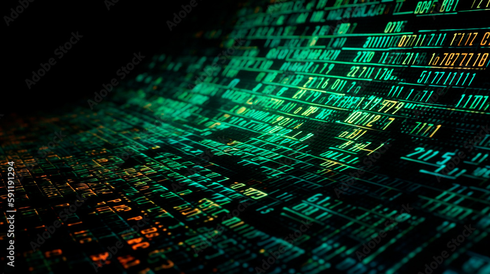 Data From A Digital Stream Or Binary Code On A Matrix Background With Vector Digits From