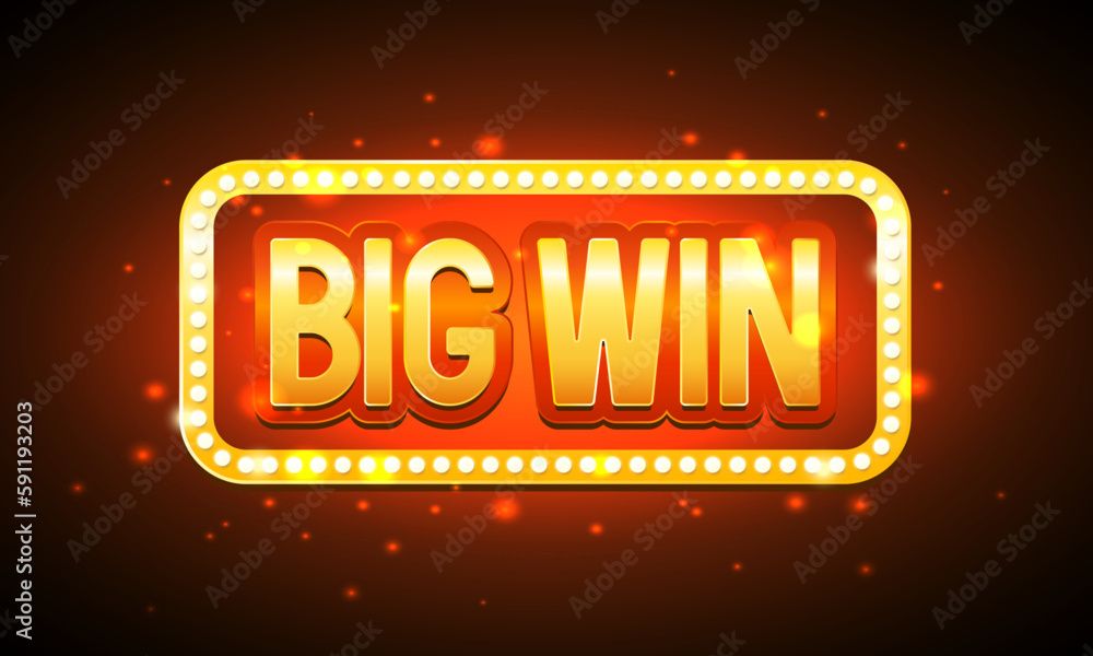 Big win. 3d letters in a golden frame with light bulbs. Stock Vector ...