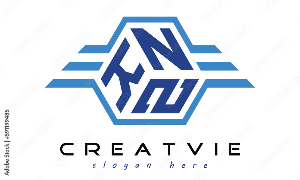 KNZ three-letter geometric shape logo design vector template, isolated ...