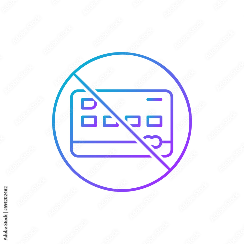 Credit card with prohibition sign, no credit card, payment rejection ...