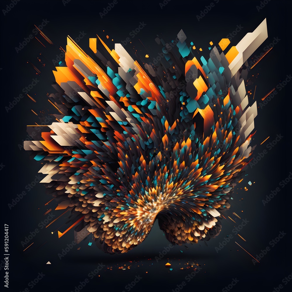 exploding abstract pixel art filled with swooping bold patterns and ...