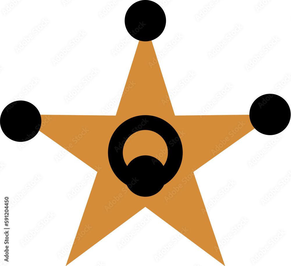Luxury symbol five pointed star with circle in center and black dots on ...
