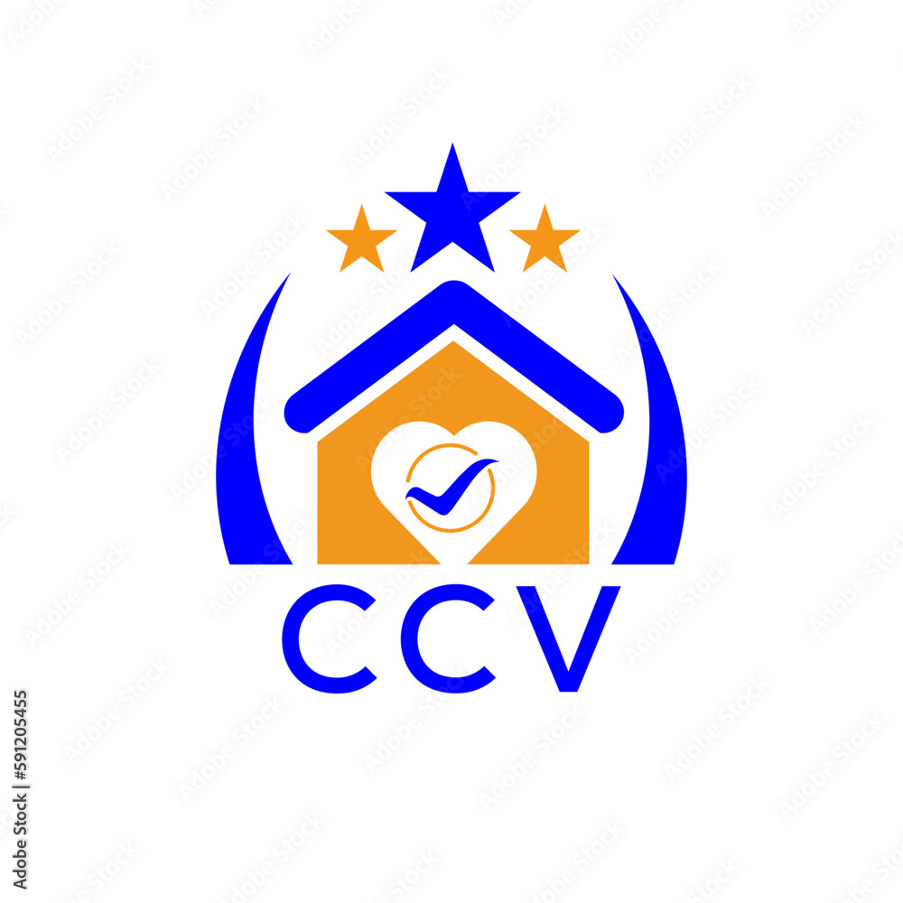 CCV House logo. KJG Letter logo and icon. Blue vector image on white ...